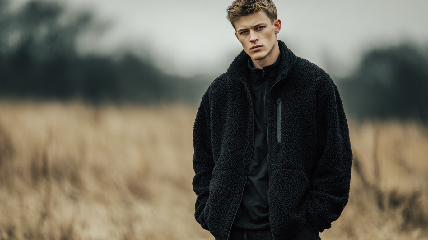 Mens Black Fleece Jacket - Swiss Tech